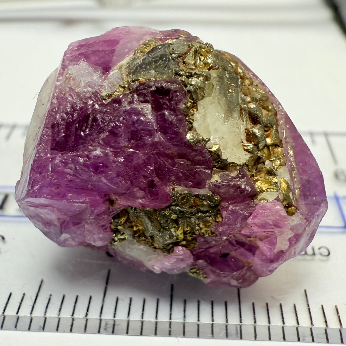 Sapphire/Ruby Crystal Specimen with Pyrite, gemmy portions inside, see ...